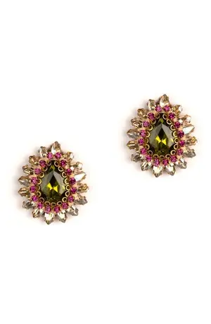 Deepa Gurnani Leesha Crystal Earrings - Lime