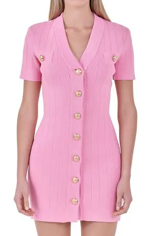 Endless Rose V-neck Sweater Dress - Pink