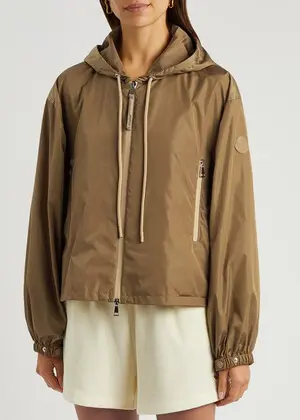 Moncler Vernois Hooded Nylon Shell Jacket - Beige