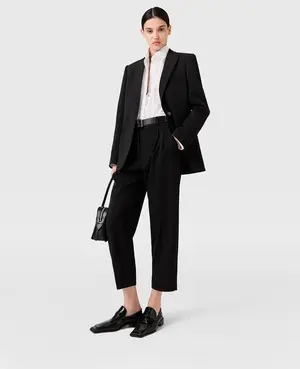 Stella McCartney Pleated High-rise Wool Pants - Black