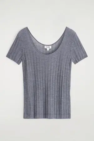 Cos Ribbed-knit Silk T-shirt