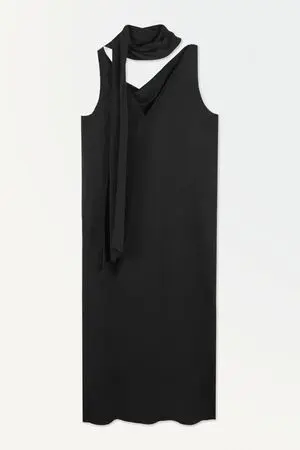 Cos Silk Scarf Dress - Black