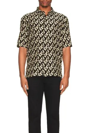 Saint Laurent Chemise Polo Col Pointu In Black - Vert Fonce