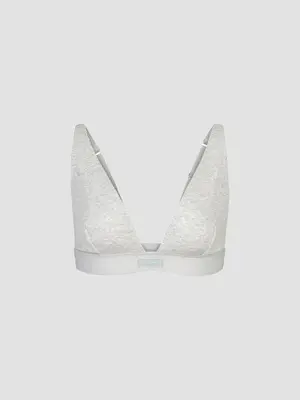 SKIMS Cotton Rib Plunge Bralette - Light Heather Grey