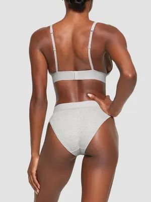 SKIMS Cotton Rib Plunge Bralette - Light Heather Grey