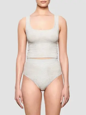SKIMS Cotton Rib Tank - Light Heather Grey