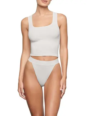 SKIMS Cotton Rib Tank - Light Heather Grey