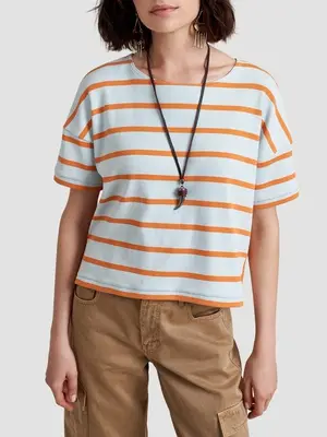 LA LIGNE Breton Short Sleeve Tee - Blue Pumpkin