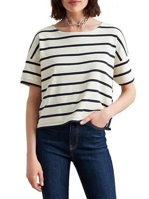 LA LIGNE Breton Short Sleeve Tee Ecru Navy