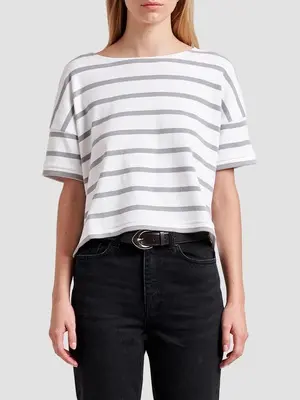 LA LIGNE Breton Short Sleeve Tee - White Light Grey