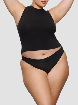 SKIMS Cotton Jersey Cheeky Tanga - Soot