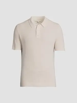 Onia Textured Knit Polo Shirt - Stone