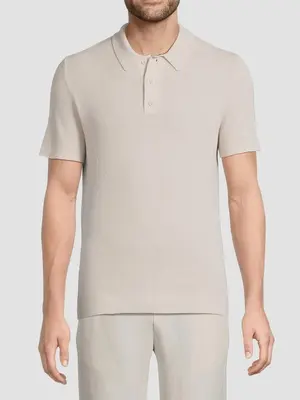 Onia Textured Knit Polo Shirt - Stone