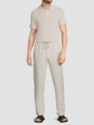 Onia Textured Knit Polo Shirt - Stone