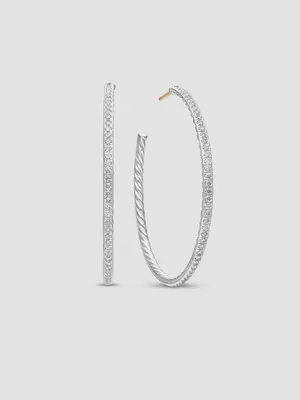 David Yurman Pavé Hoop Earrings In With Diamonds, 50.3mm - Diamond