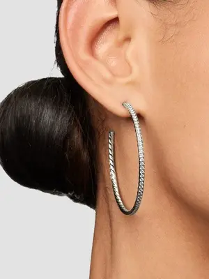 David Yurman Pavé Hoop Earrings In With Diamonds, 50.3mm