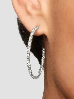 David Yurman Pavé Hoop Earrings In With Diamonds, 38mm