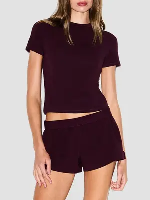 SKIMS Cotton Jersey T-shirt - Currant