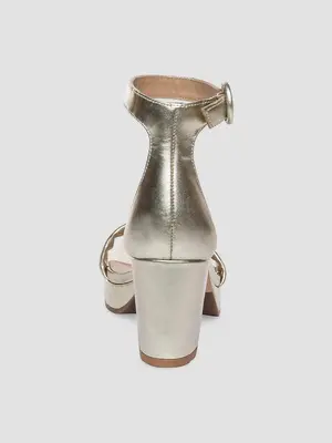 Bernardo Carla Leather Platform Sandals - Champagne