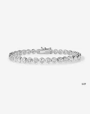 Ring Concierge Bezel Set Diamond Tennis Bracelet In 14k White Gold - One-color