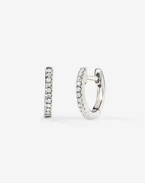 Ring Concierge Petite Diamond Huggies Earrings In 14k White Gold - One-color