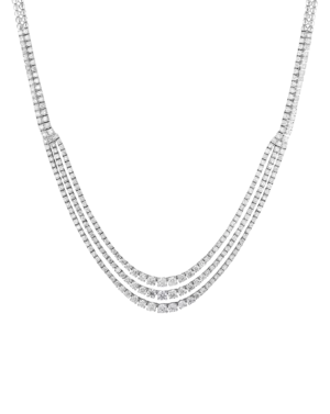 Ring Concierge Triple Row Graduated Diamond Tennis Necklace - One-color