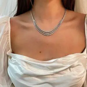 Ring Concierge Triple Row Graduated Diamond Tennis Necklace