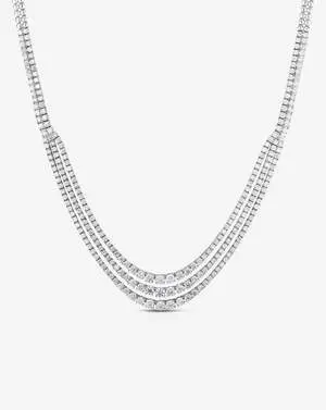 Ring Concierge Triple Row Graduated Diamond Tennis Necklace
