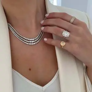 Ring Concierge Triple Row Graduated Diamond Tennis Necklace