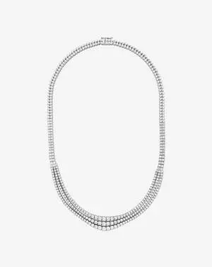 Ring Concierge Triple Row Graduated Diamond Tennis Necklace