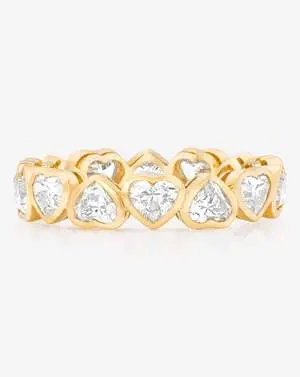 Ring Concierge Heart Bezel Eternity Band In Platinum Or 14k Solid Gold One-color