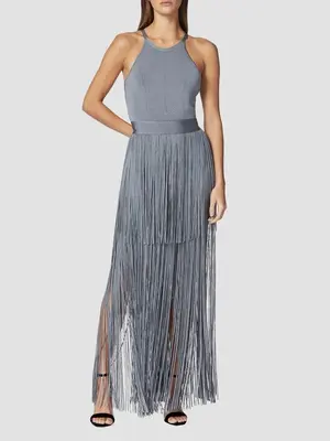 Herve Leger Halter Fringe Maxi Dress