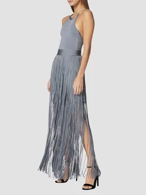 Herve Leger Halter Fringe Maxi Dress