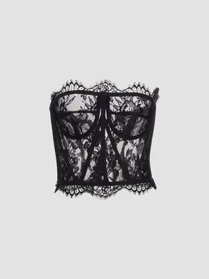 Dolce & Gabbana Strapless Lace Corset Top - Black