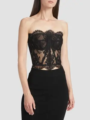 Dolce & Gabbana Strapless Lace Corset Top - Black