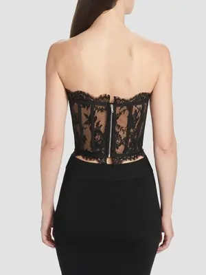 Dolce & Gabbana Strapless Lace Corset Top - Black