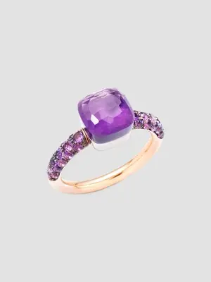 Pomellato Nudo Classic Petit Two-tone 18k Gold, Amethyst & Jade Ring - Purple