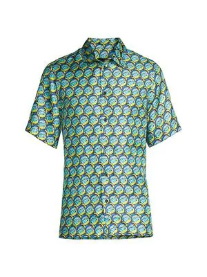 BOTTER Men's Dolphin & Fish Printed Shirt - Blue Fish  Blue Fish