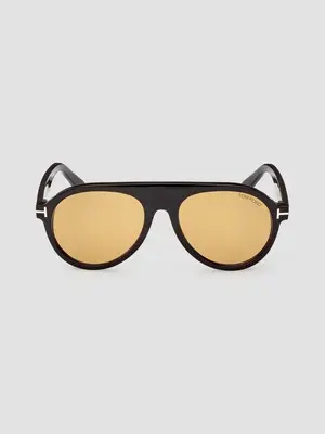 TOM FORD 54mm Pilot Sunglasses - Black Brown