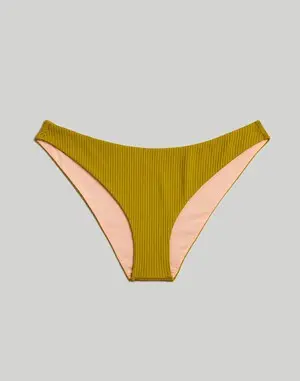 Madewell Second Wave Ribbed Cheeky Bikini Bottom Citrus Lime