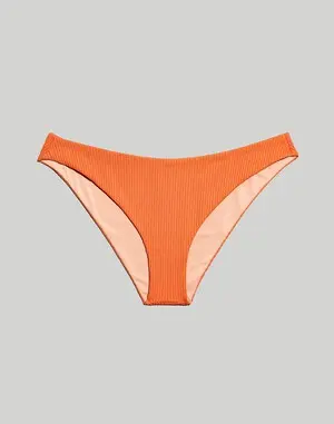 Madewell Second Wave Ribbed Cheeky Bikini Bottom - Classic Coral