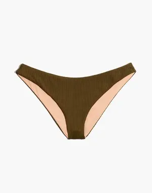 Madewell Second Wave Ribbed Cheeky Bikini Bottom - Kale
