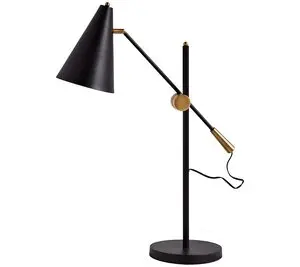 HOMEROOTS Sleek Black And Goldtone Cone Adjustable Table R Desk Lamp - One-color