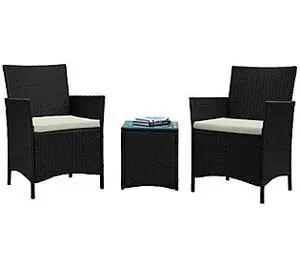 MANHATTAN COMFORT Imperia Steel Rattan 3-piece Patio Conversation Set - One-color