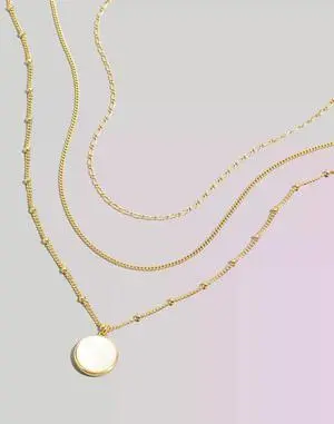 Madewell Mother Of Pearl Necklace Set - Vintage Gold