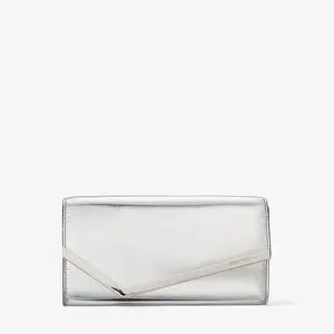 JIMMY CHOO Emmie Mirror Fabric Clutch - Silver
