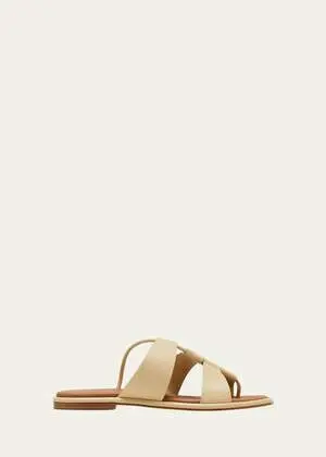 Hereu Lina Calfskin Thong Flat Sandals - Sand
