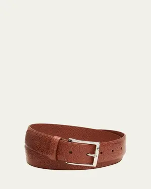 Simonnot Godard Simonnot Godard Galuchat Grained Leather Belt, 35mm Cognac