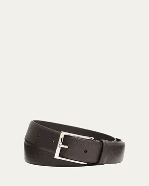 Simonnot Godard Simonnot Godard Galuchat Grained Leather Belt, 35mm Dark Brown