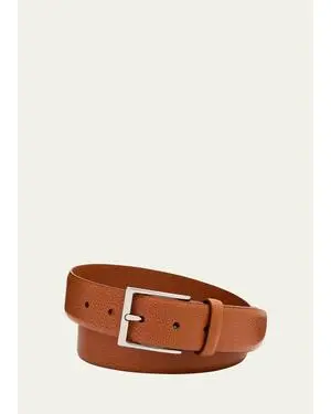 Simonnot Godard Galuchat Grained Leather Belt, 35mm - Mdbrwn